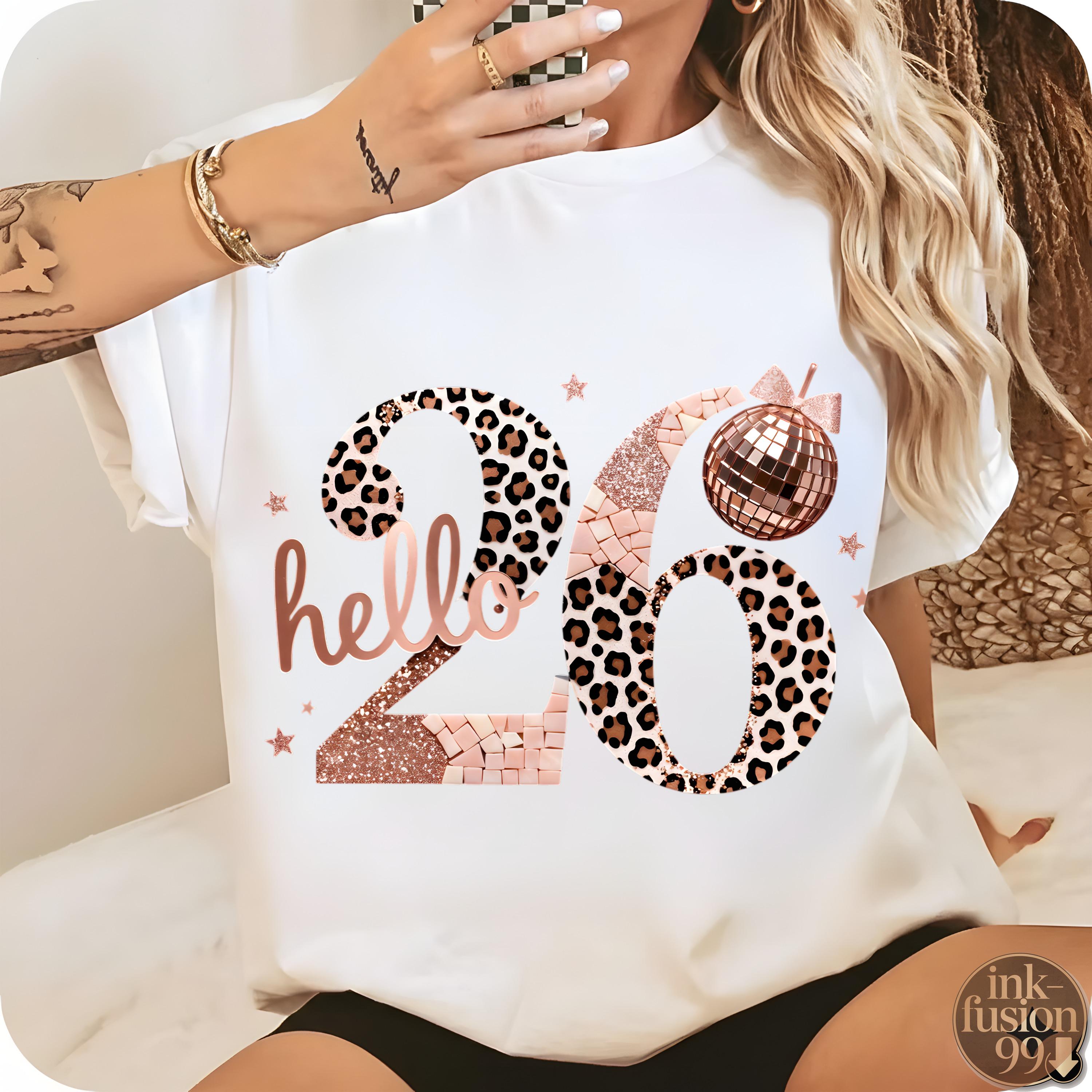 Hello 26 PNG, Leopard Print 26 Clipart, Rose Gold Glitter 26 Art ...