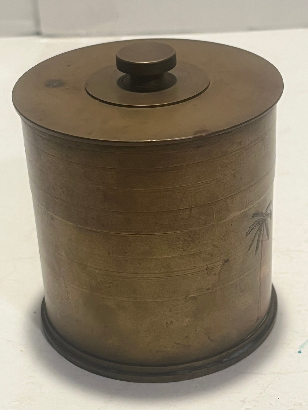 Vintage Brass Trench Art Shell With Lid Etched Admiralty Islands and ...