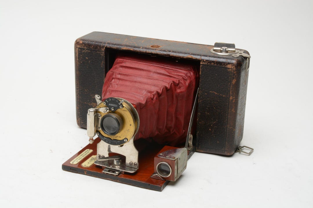 Ansco #4 Vintage Red Bellows Camera W/wollensak Brass Lens, Still Works ...