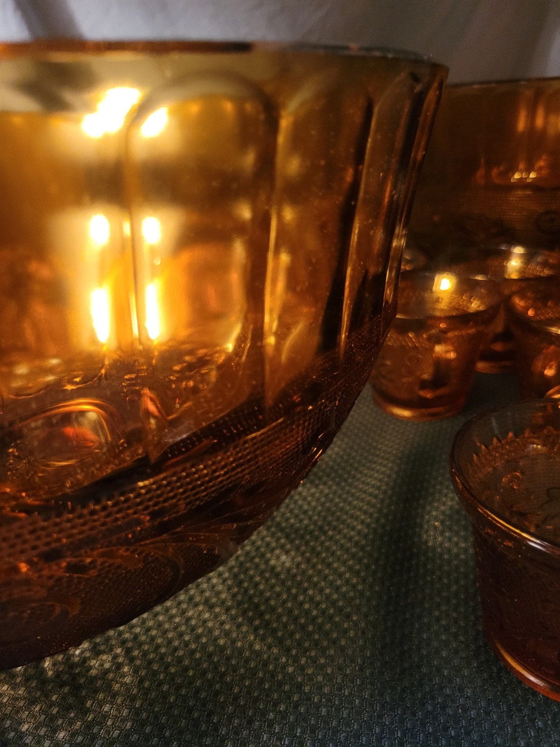 Tiara Amber Punch Bowl Set - Etsy