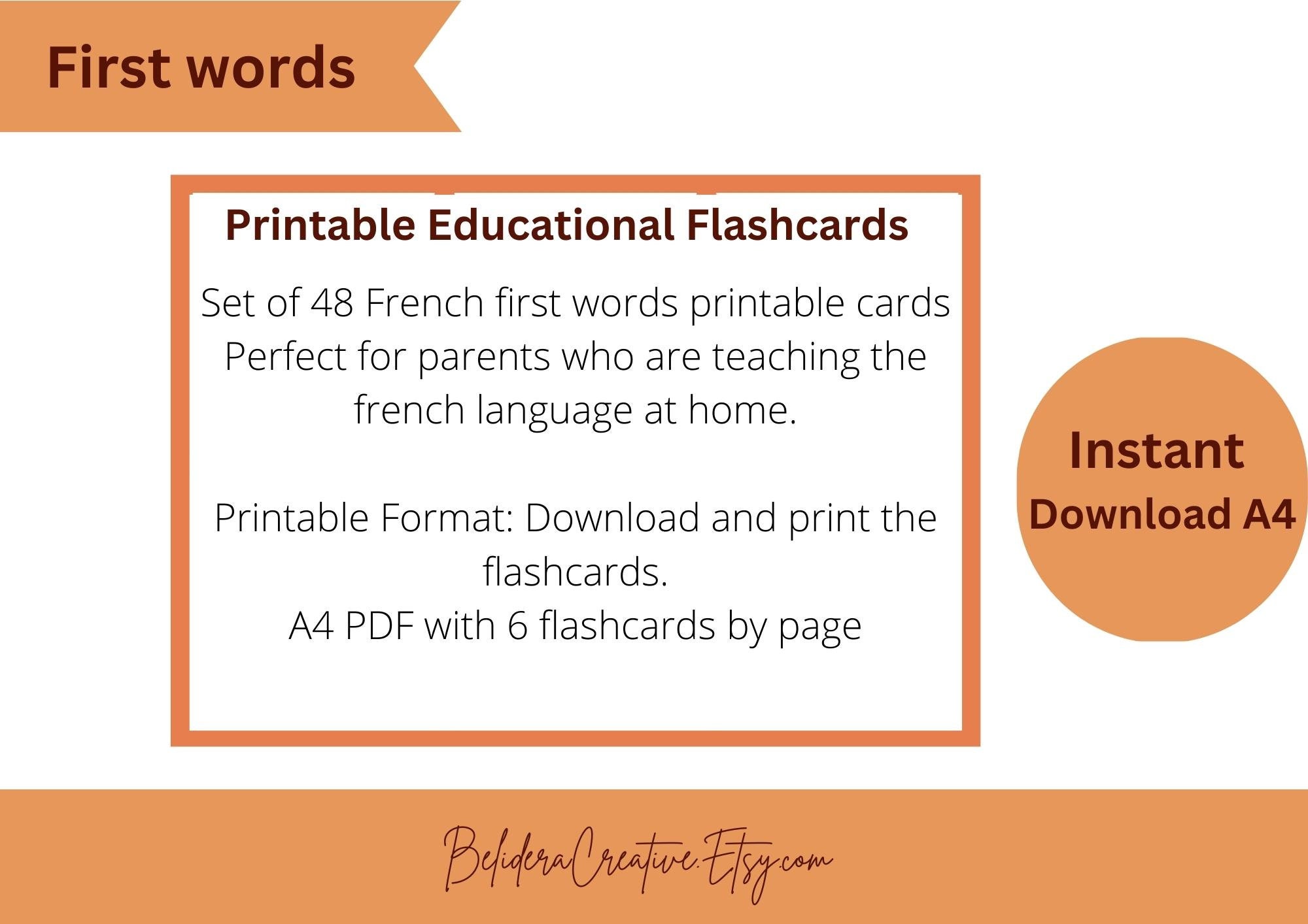 48 French First Words Flashcard Printable | French Homeschool ...
