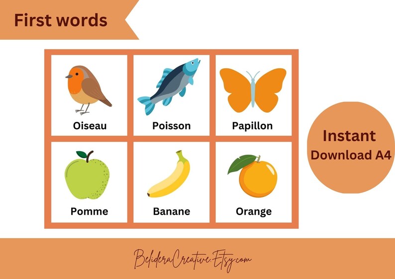 48 French First Words Flashcard Printable | French Homeschool ...