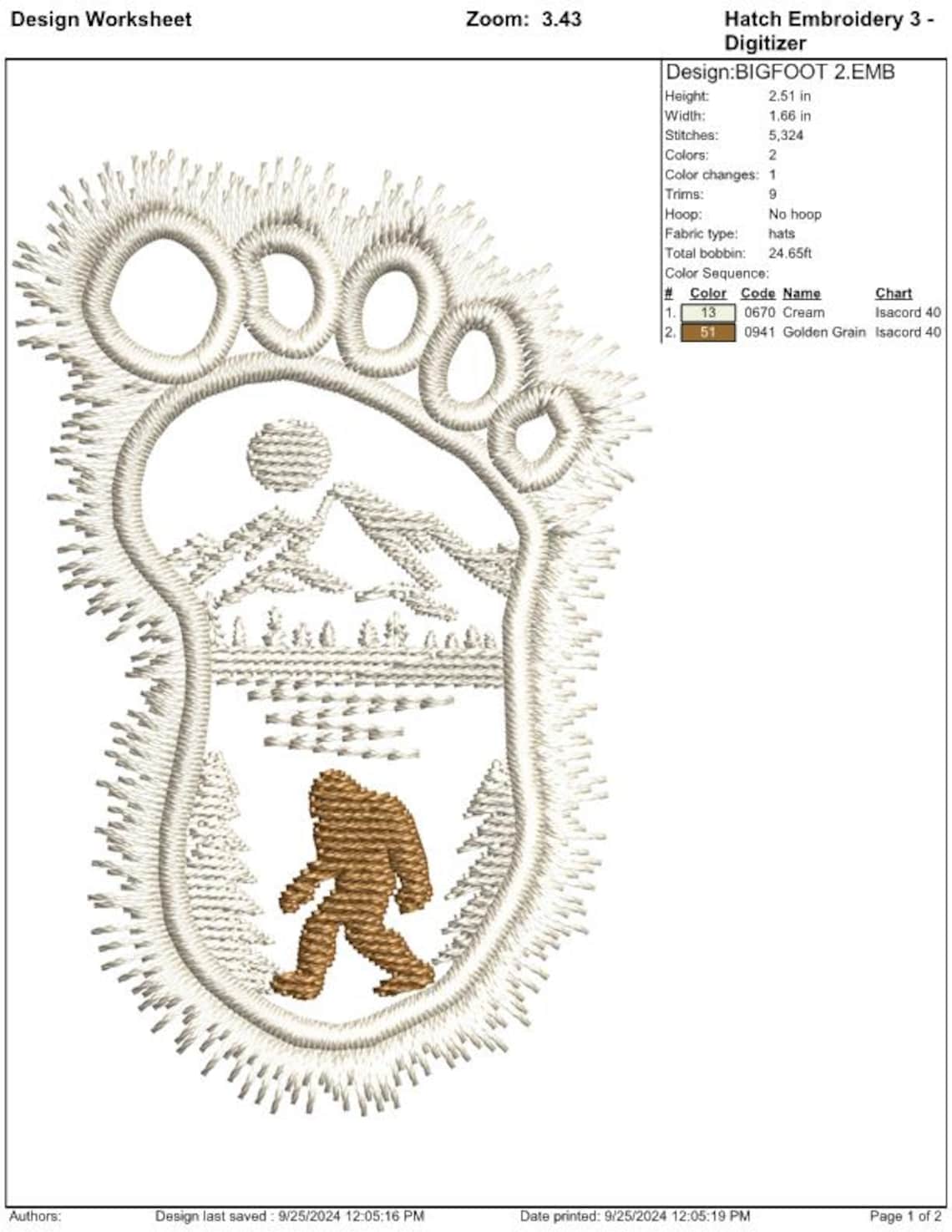 Bigfoot Embroidery Machine Design for Hats - Etsy