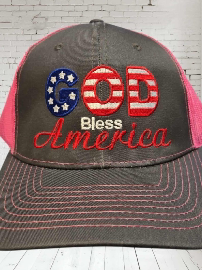 God Bless America Hat Design for Machine Embroidery - Etsy