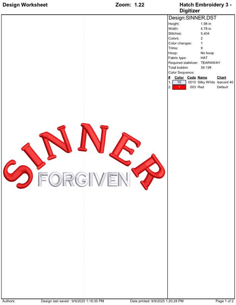 Sinner Forgiven Hat Design for Machine Embroidery - Etsy