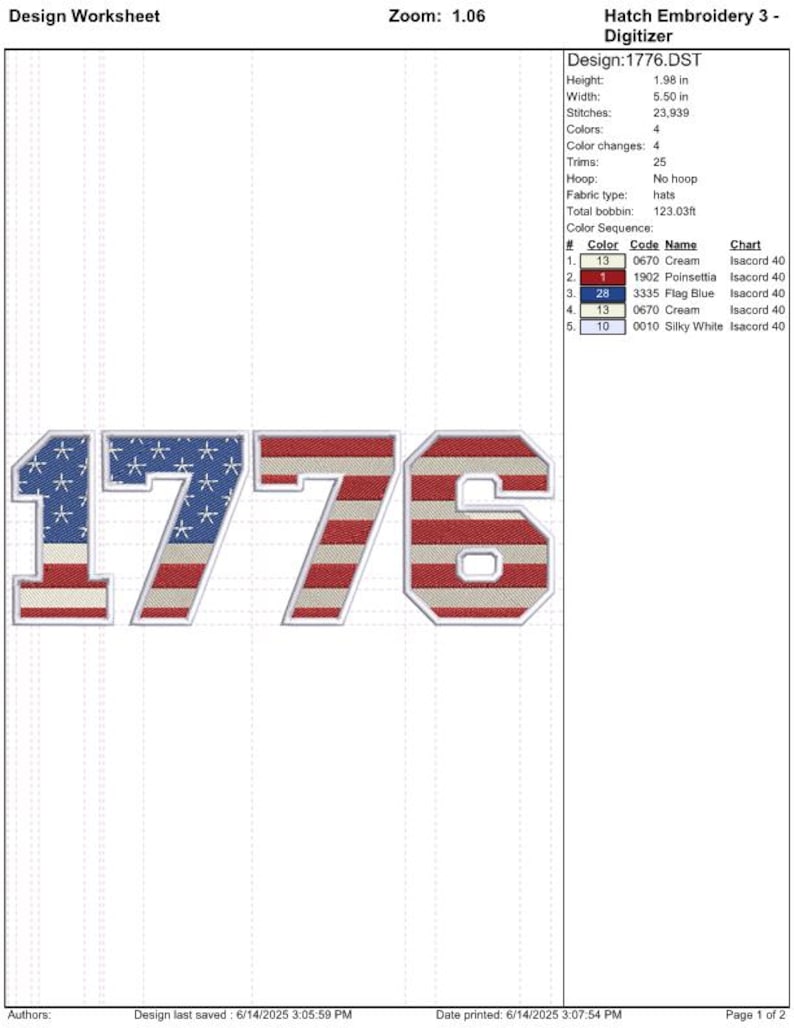 1776 Hat Design for Machine Embroidery - Etsy