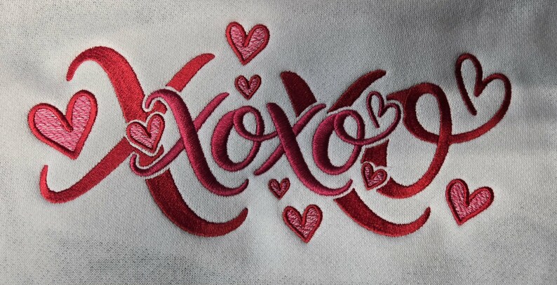 XOXO HEARTS Sweatshirt Design for Machine Embroidery - Etsy