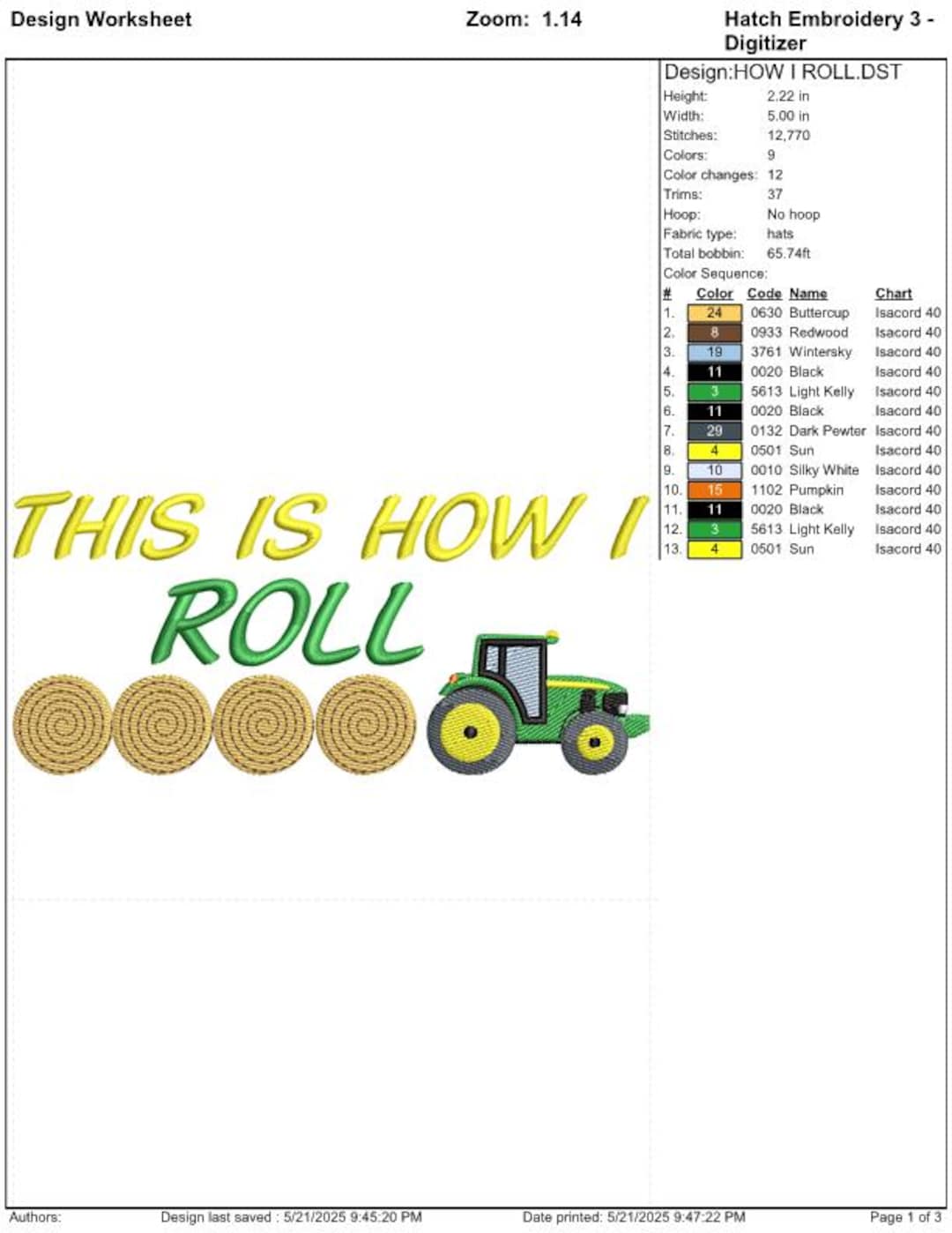 How I Roll Embroidery Design for Hats - Etsy