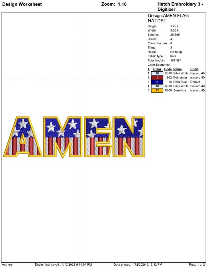 AMEN Flag Machine Design for Hats - Etsy