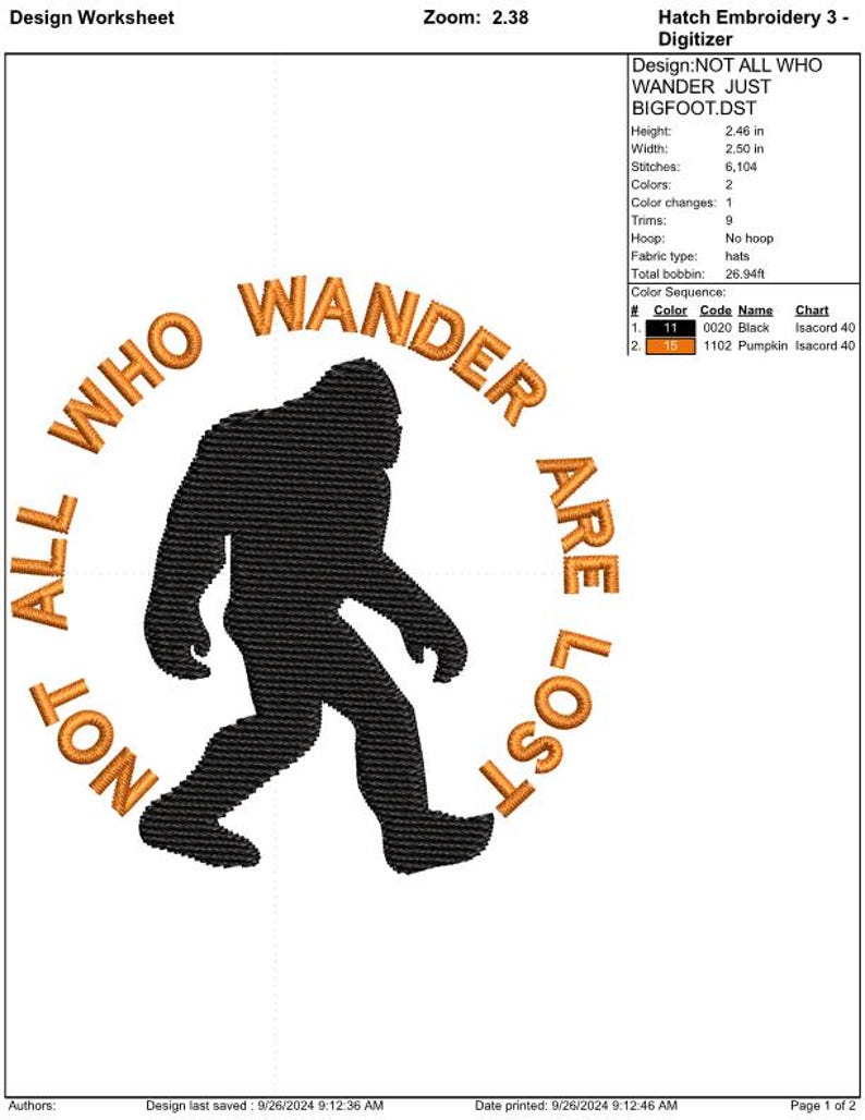 Bigfoot Not All Who Wander Are Lost Embroidery Machine Design for Hats ...