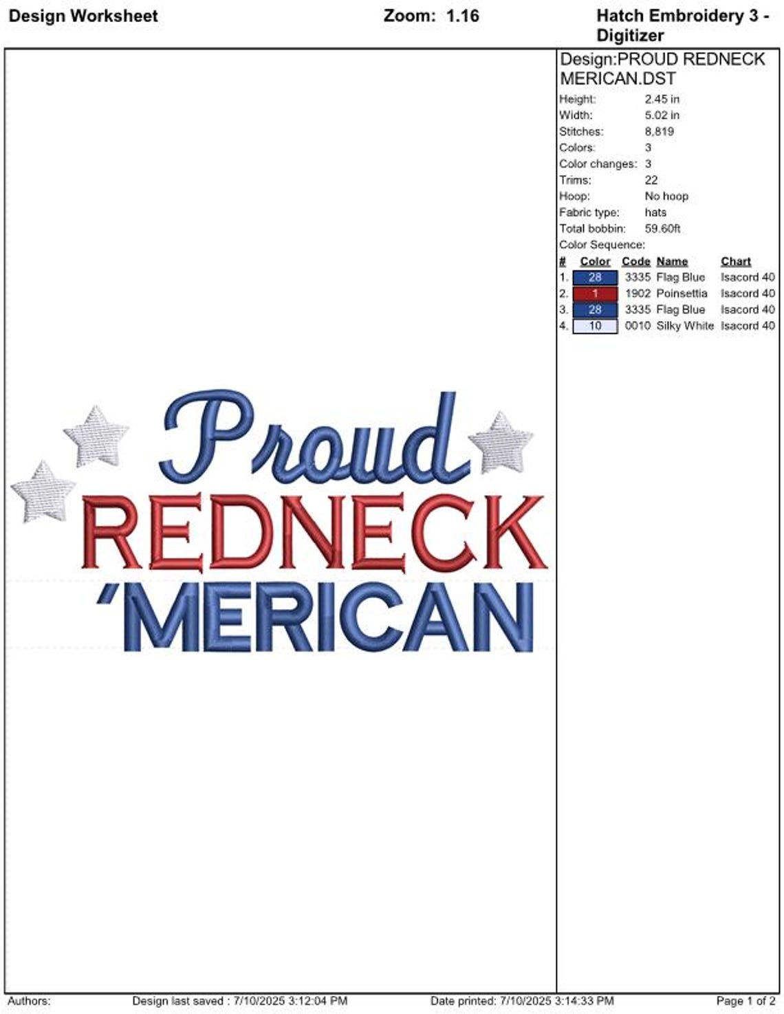 Proud Redneck 'merican Hat Design for Machine Embroidery - Etsy