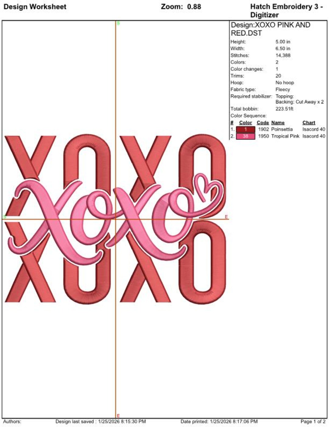 XOXO Pink and Red Sweatshirt Design for Machine Embroidery - Etsy