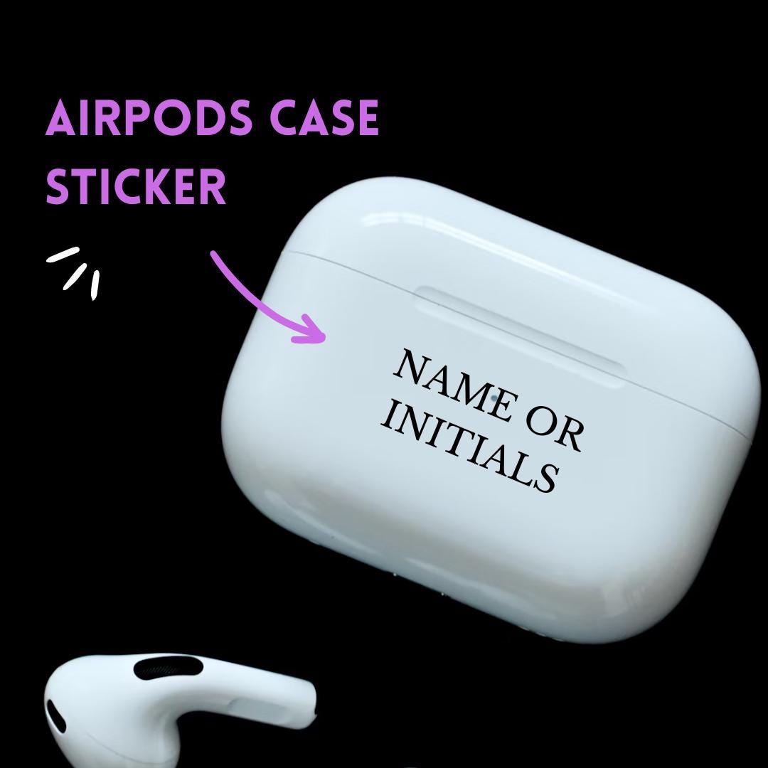 Custom AirPod Pro Decal Sticker Personalised Name & Initials Vinyl ...