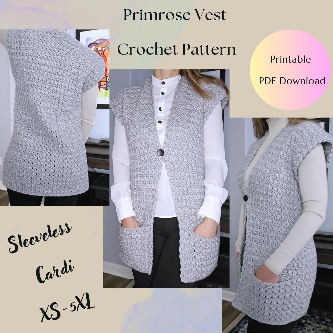 The Primrose Vest Crochet Pattern / Digital PDF Download / Textured ...