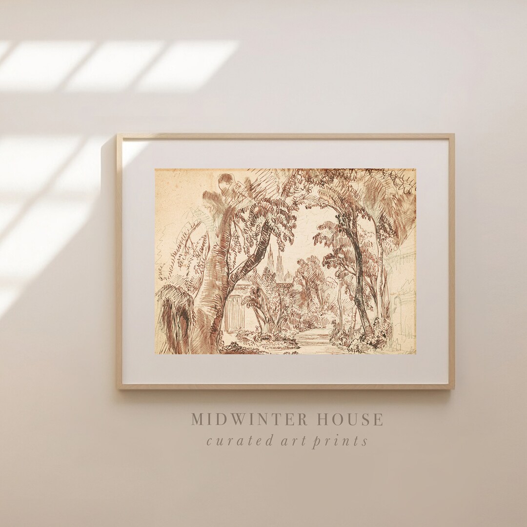 A Tree Lined Garden Antique Art Maximalist Wall Decor Midwinter House ...