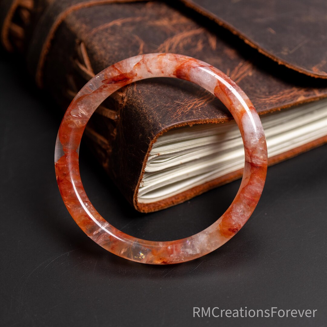 AAA Grade Fire Quartz Bangle 53mm 55mm 59mm 63mm Hematoid Crystal ...