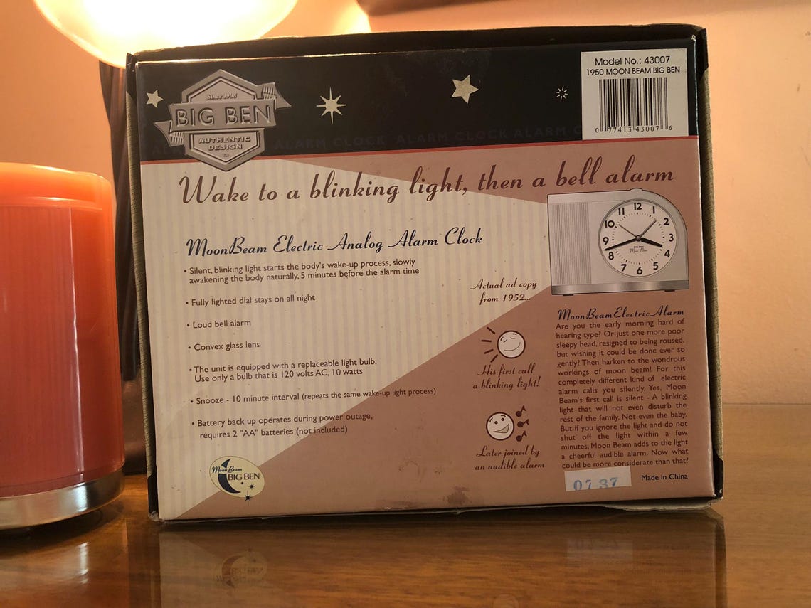 PINK Westclox Big Ben Vintage Moon Beam Analog Alarm Clock. Classic Art ...