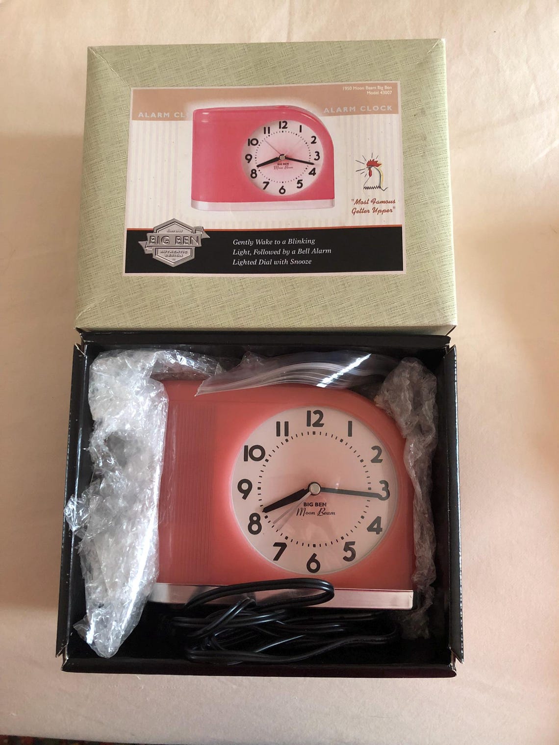 PINK Westclox Big Ben Vintage Moon Beam Analog Alarm Clock. Classic Art ...