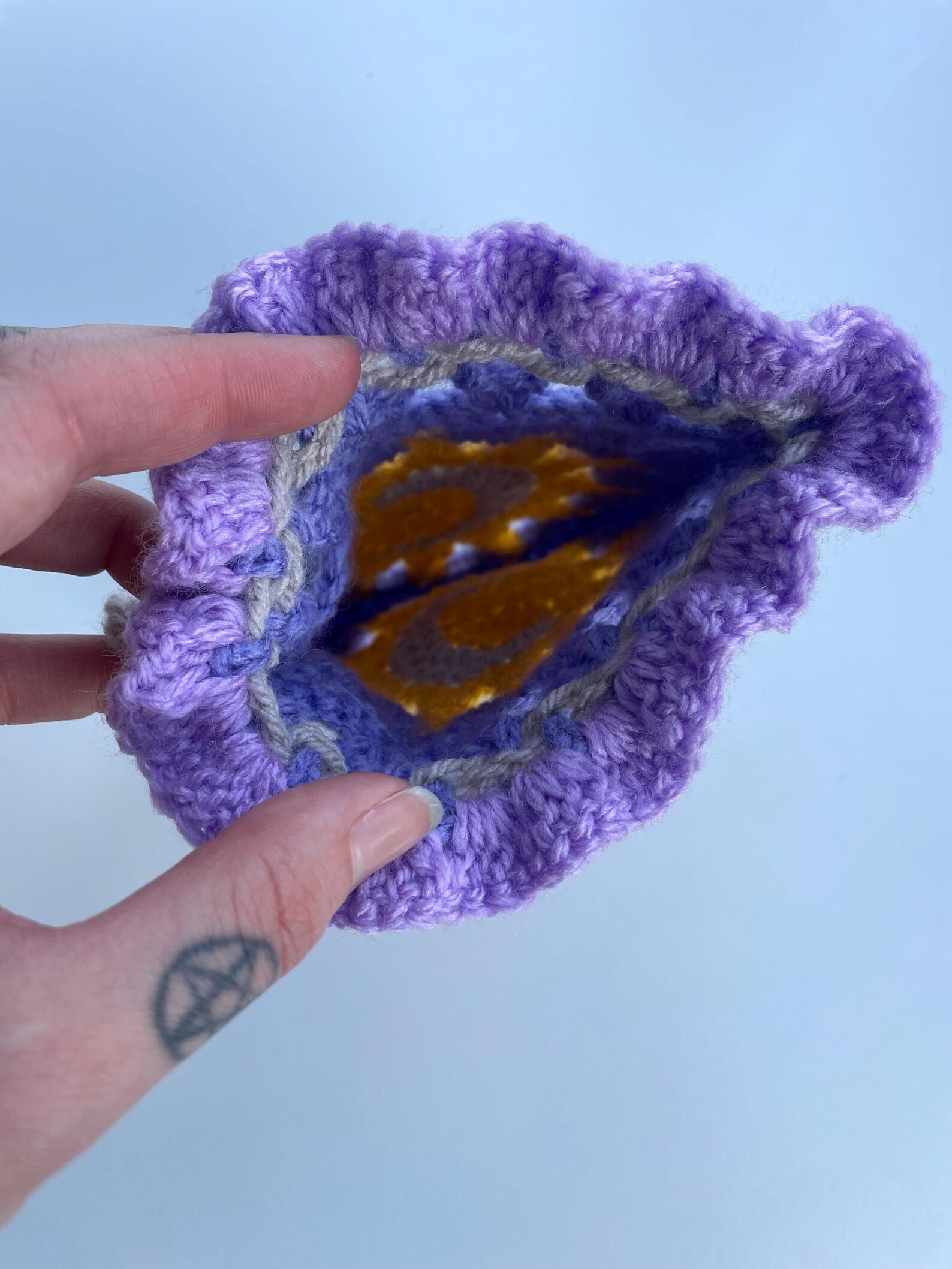 Crochet Drawstring Moon and Sun Pouch Handmade Boho Granny Square Pouch ...