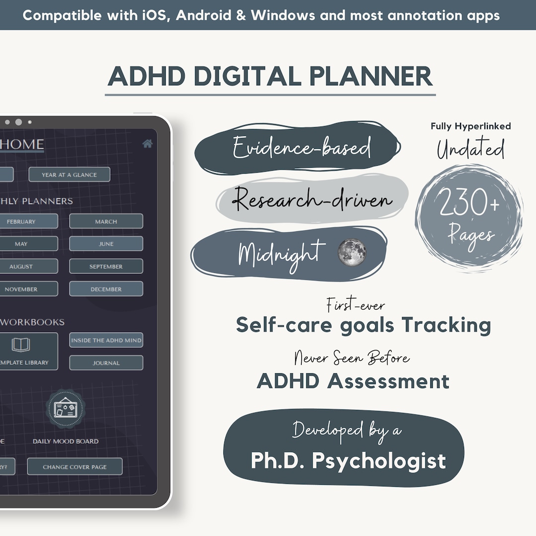 ADHD Planner Adult, Made by Phd Experts, ADHD Digital Planner Adhd iPad ...