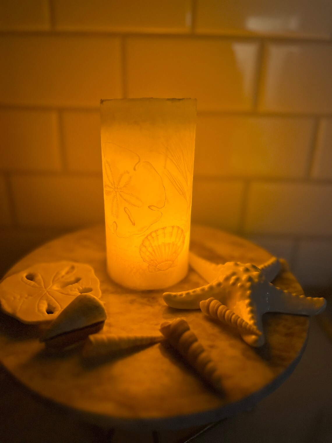 Beautiful Elegant Beach Theme Sand Dollar Flameless LED Candle Timer ...