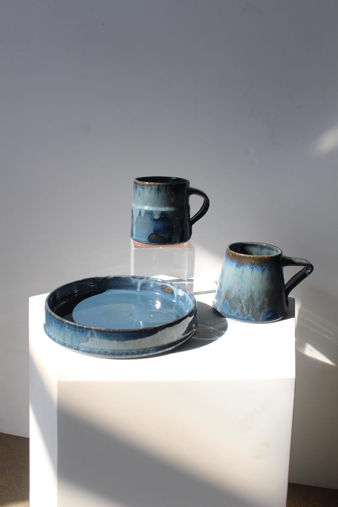 Two Coffee Mugs and Plate Set - Etsy