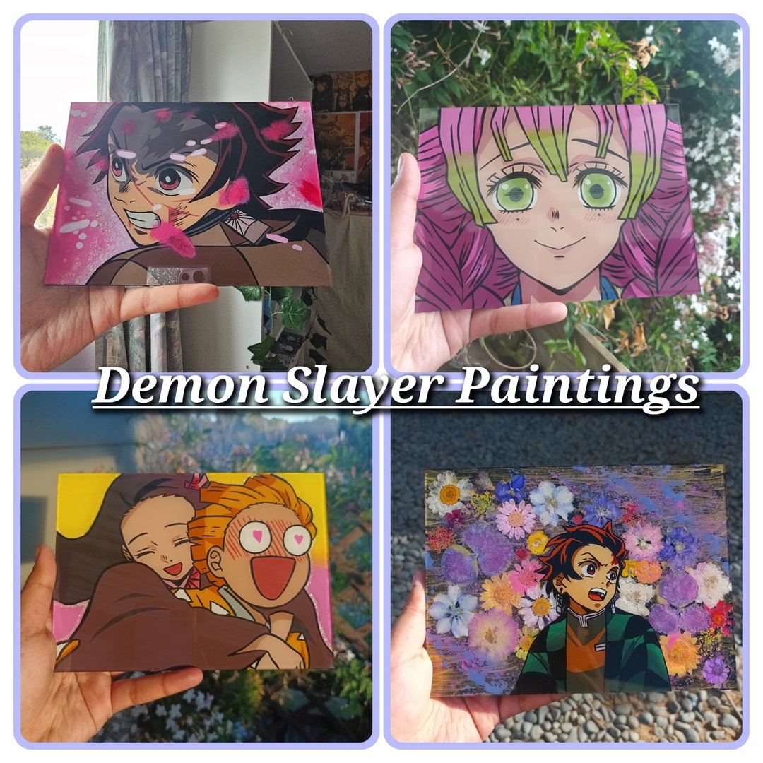 Demon Slayer Kny Anime Glass Painting Tanjiro Rengoku Mitsuri Muichiro ...
