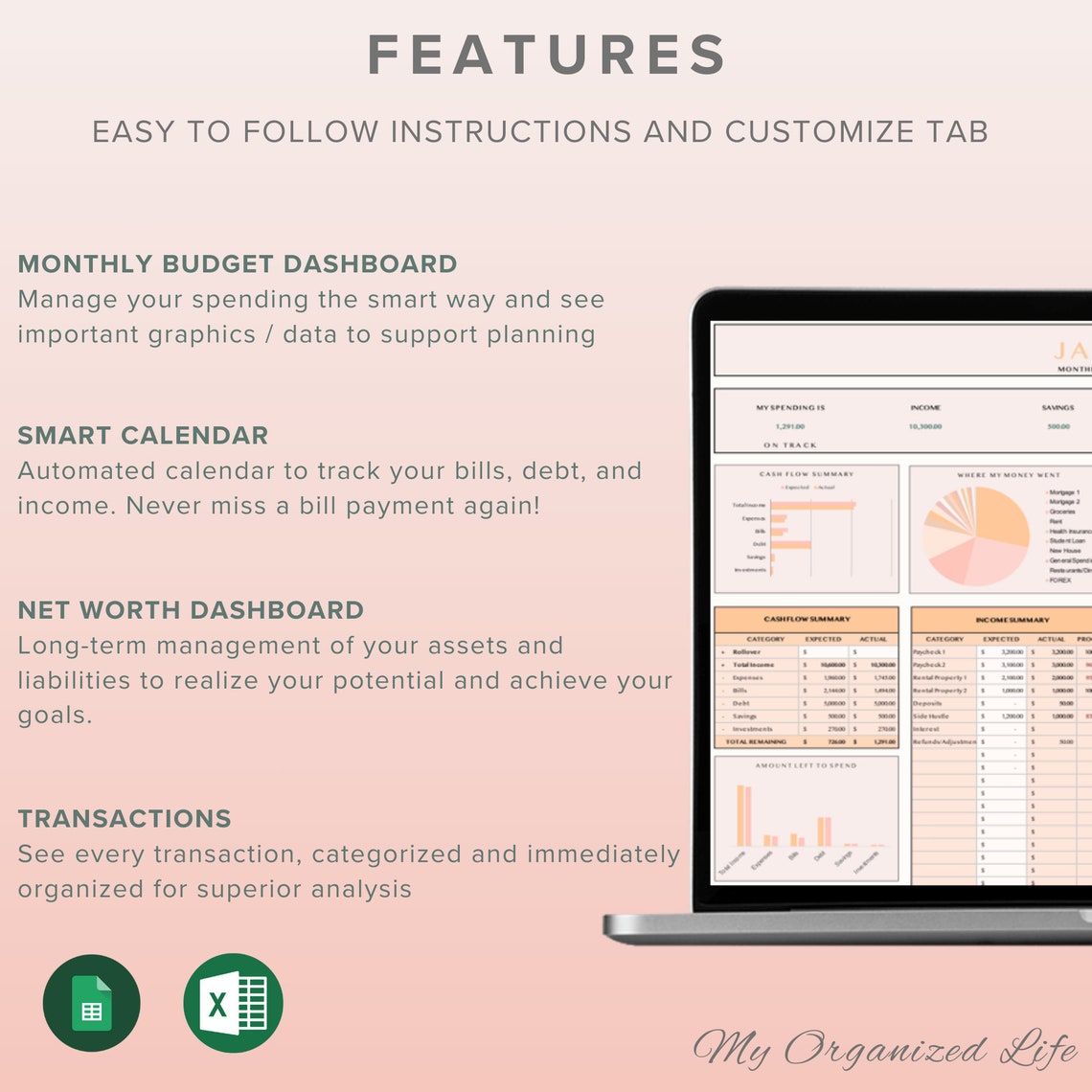 Budget Planner Budget Template Budget Spreadsheet Ultimate Monthly ...
