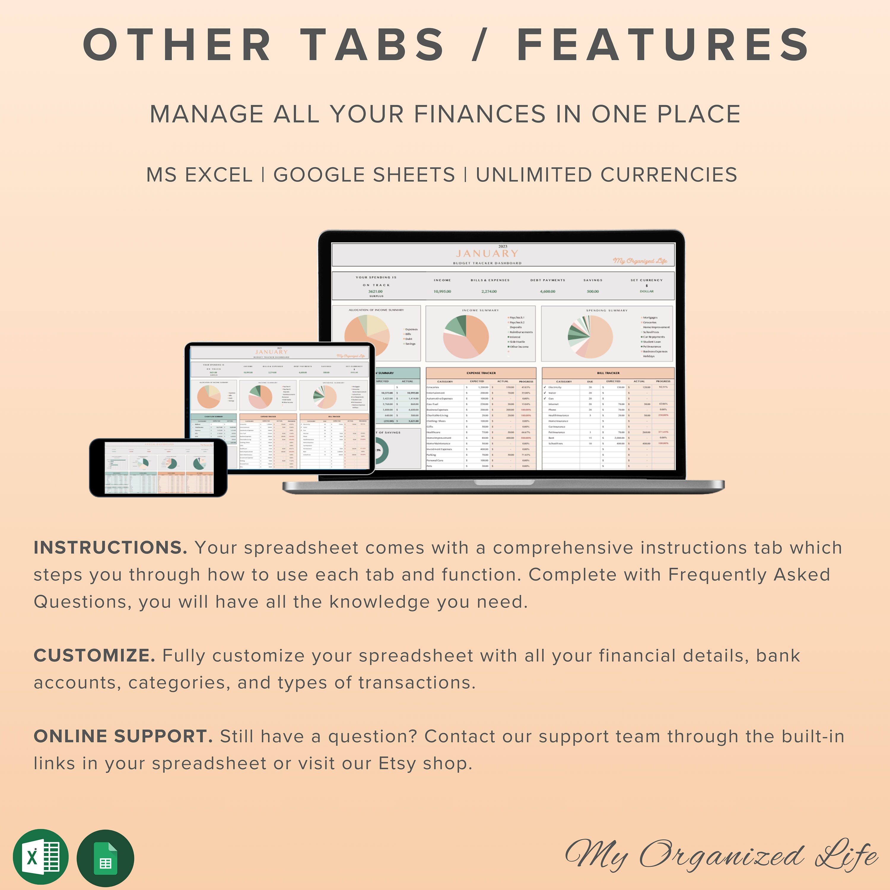 Budget Planner Budget Template Budget Spreadsheet Ultimate Monthly ...