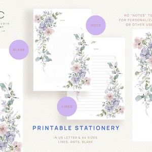 White Background Floral Digital & Printable Stationery Notes Pad A4 ...