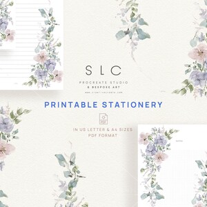 White Background Floral Digital & Printable Stationery Notes Pad A4 ...