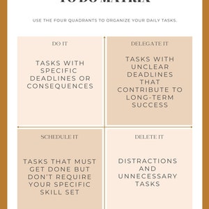 Eisenhower Matrix - to Do List - Etsy