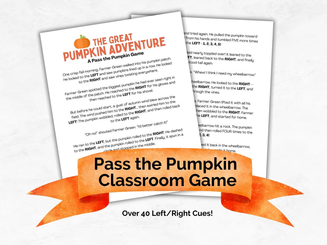 Pass the Pumpkin Game, Left Right Game, Fall Classroom Party, Prek ...