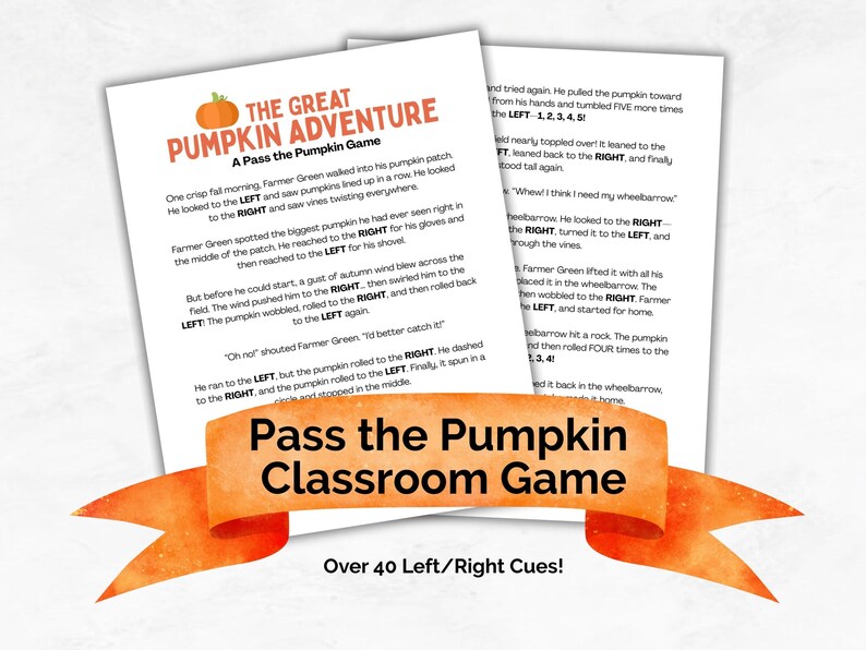 Pass the Pumpkin Game, Left Right Game, Fall Classroom Party, Prek ...