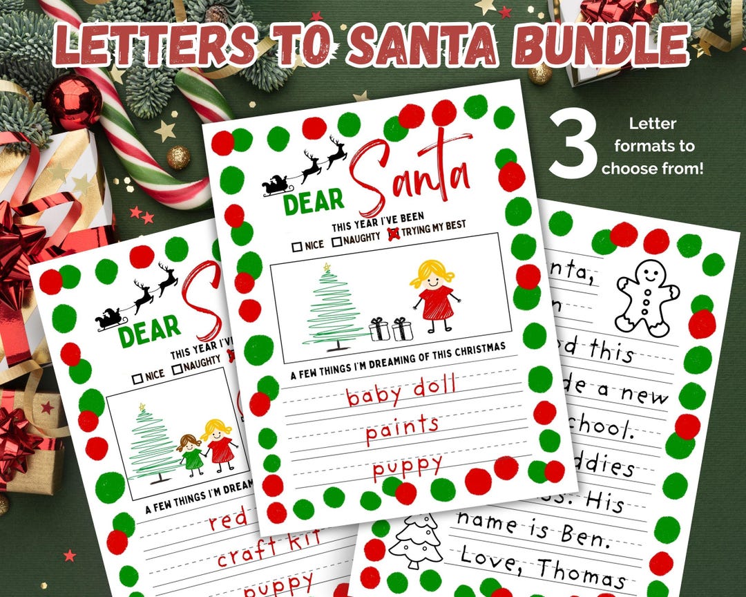 Letters to Santa Bundle, Printable Christmas Wishlist, Christmas Wish ...