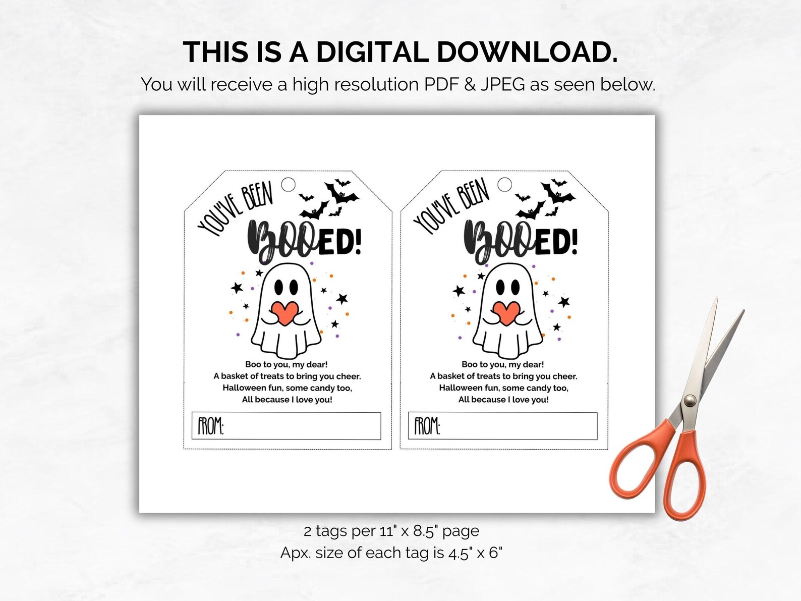 Boo Basket Gift Tag, You've Been Booed Halloween Tag, Printable Boo ...