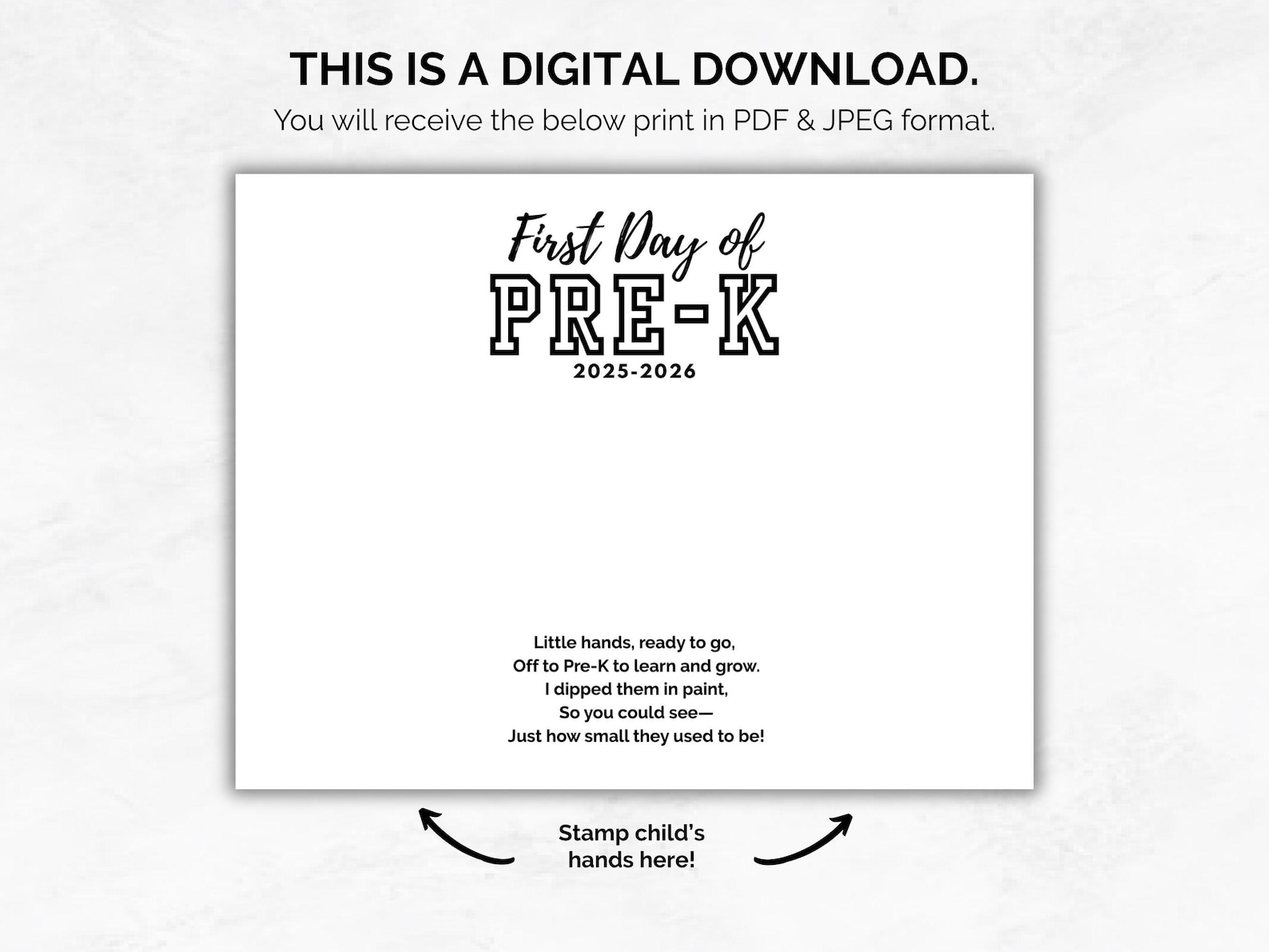 First Day of Preschool Handprint, Pre-k Handprint Activity, 2025-2026 ...