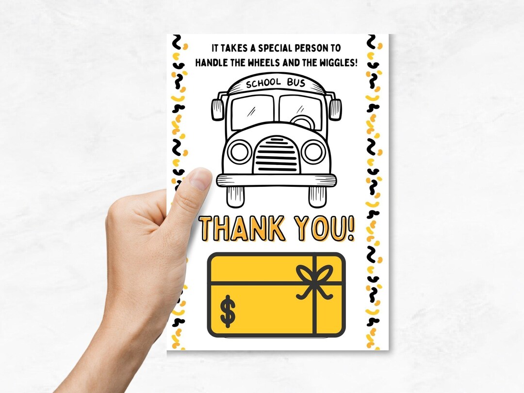 Thank You Bus Driver Gift Card Holder, Printable Coloring Thank You ...