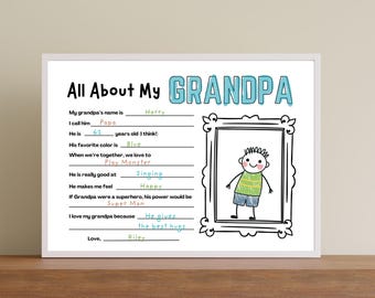 All About Grandpa Printable Questionnaire- Father's Day Gift for ...