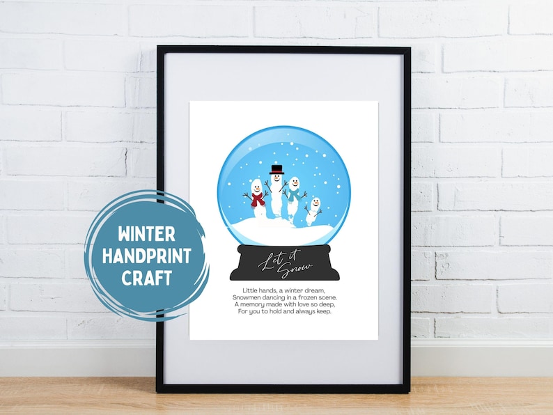 Snowman Handprint Art, Snow Globe Craft for Kids & Toddlers, Winter ...