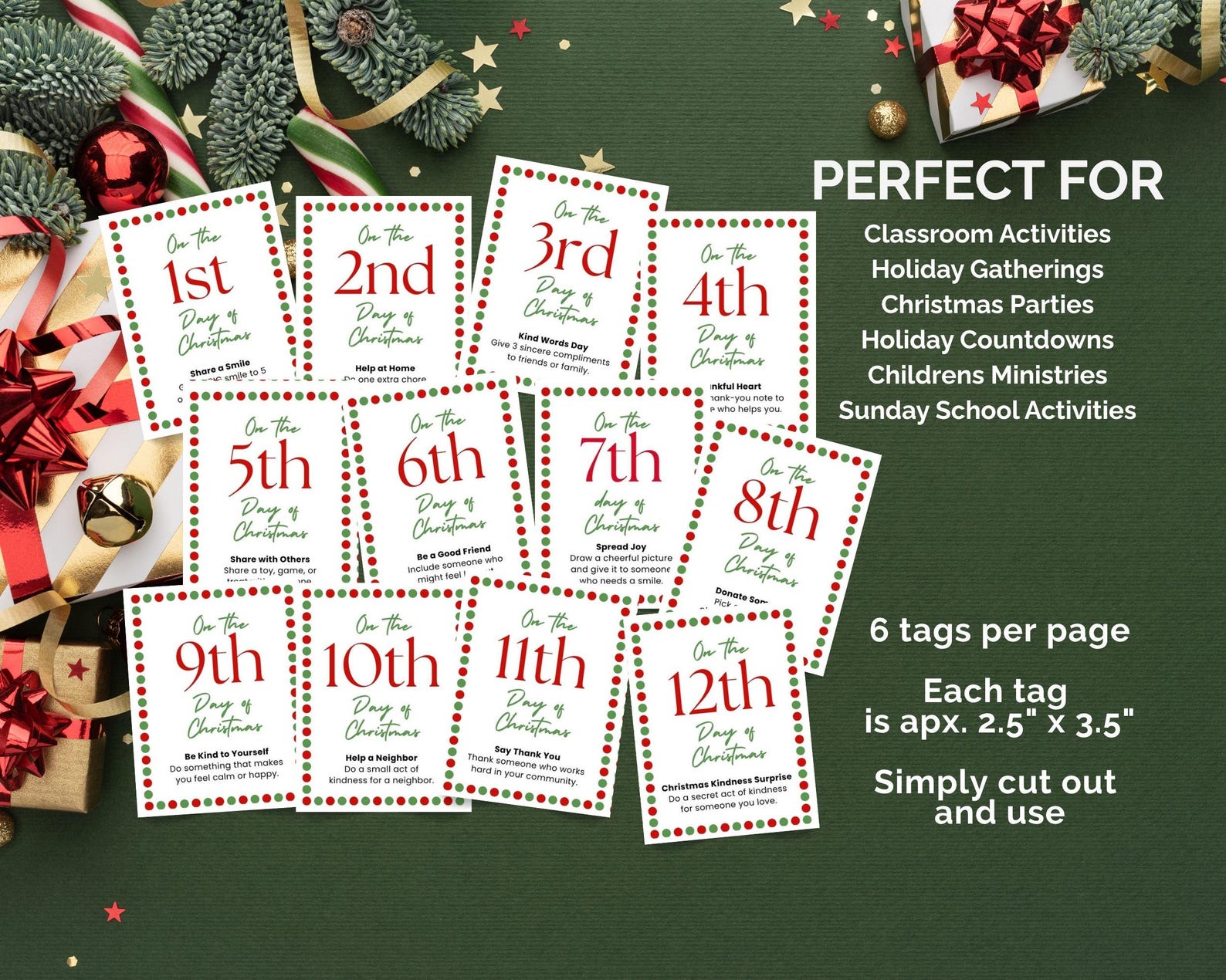 12 Days of Christmas Kindness Cards | Printable Kindness Activity for ...