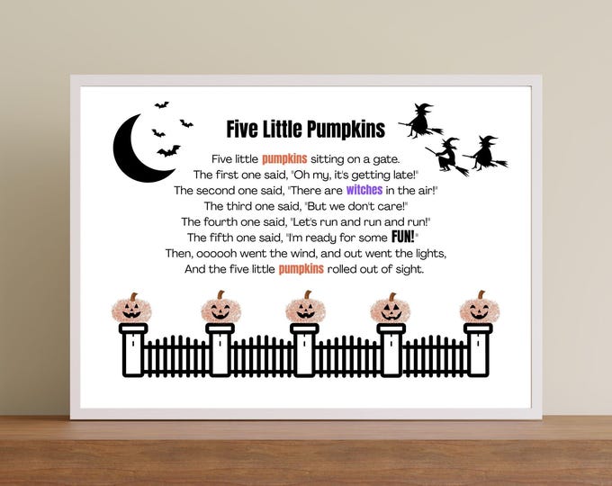 Five Little Pumpkins Handprint Poem, Fall Craft for Kids, Instant ...