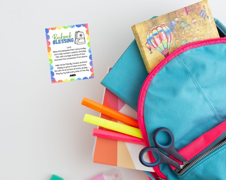 Backpack Blessing, Printable Back to School Prayer, First Day of School ...