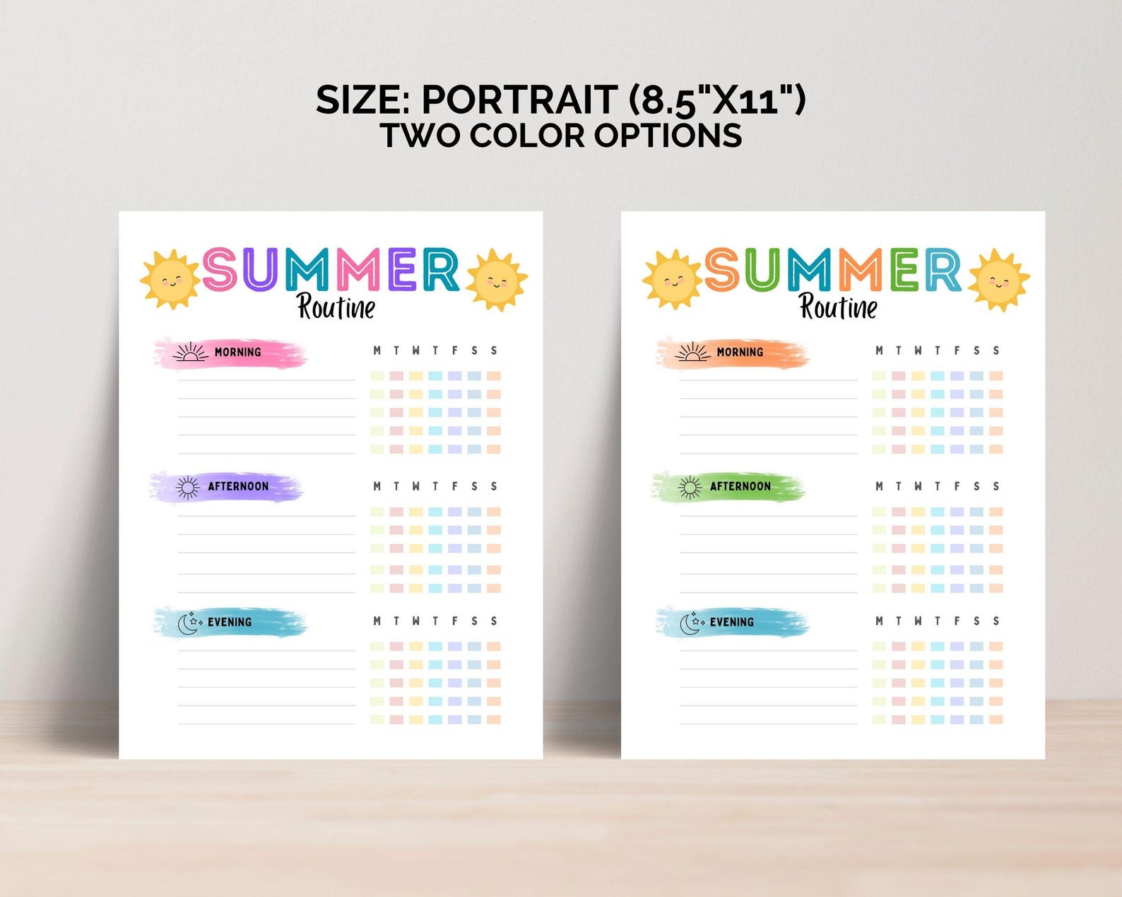 Summer Routine Chart for Kids, Printable Summer Routine Worksheet ...