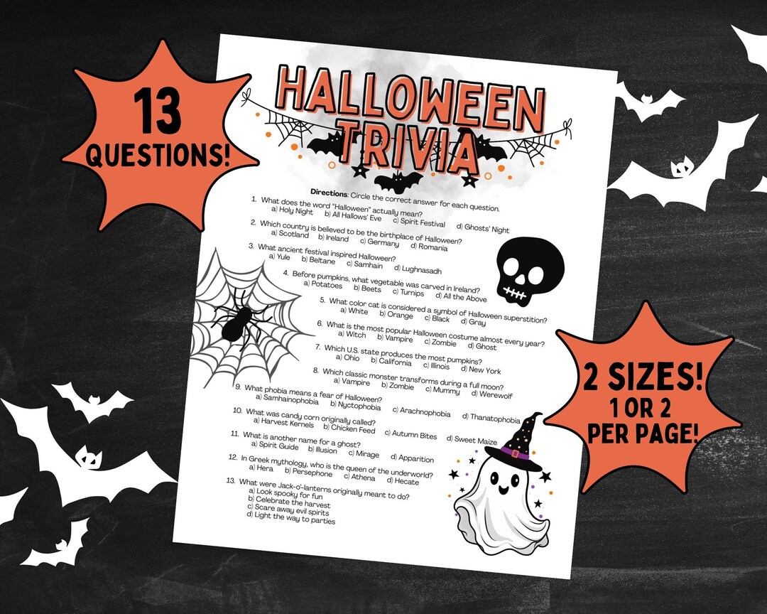 Halloween Trivia Game, Printable Halloween Trivia Questions, Adults ...