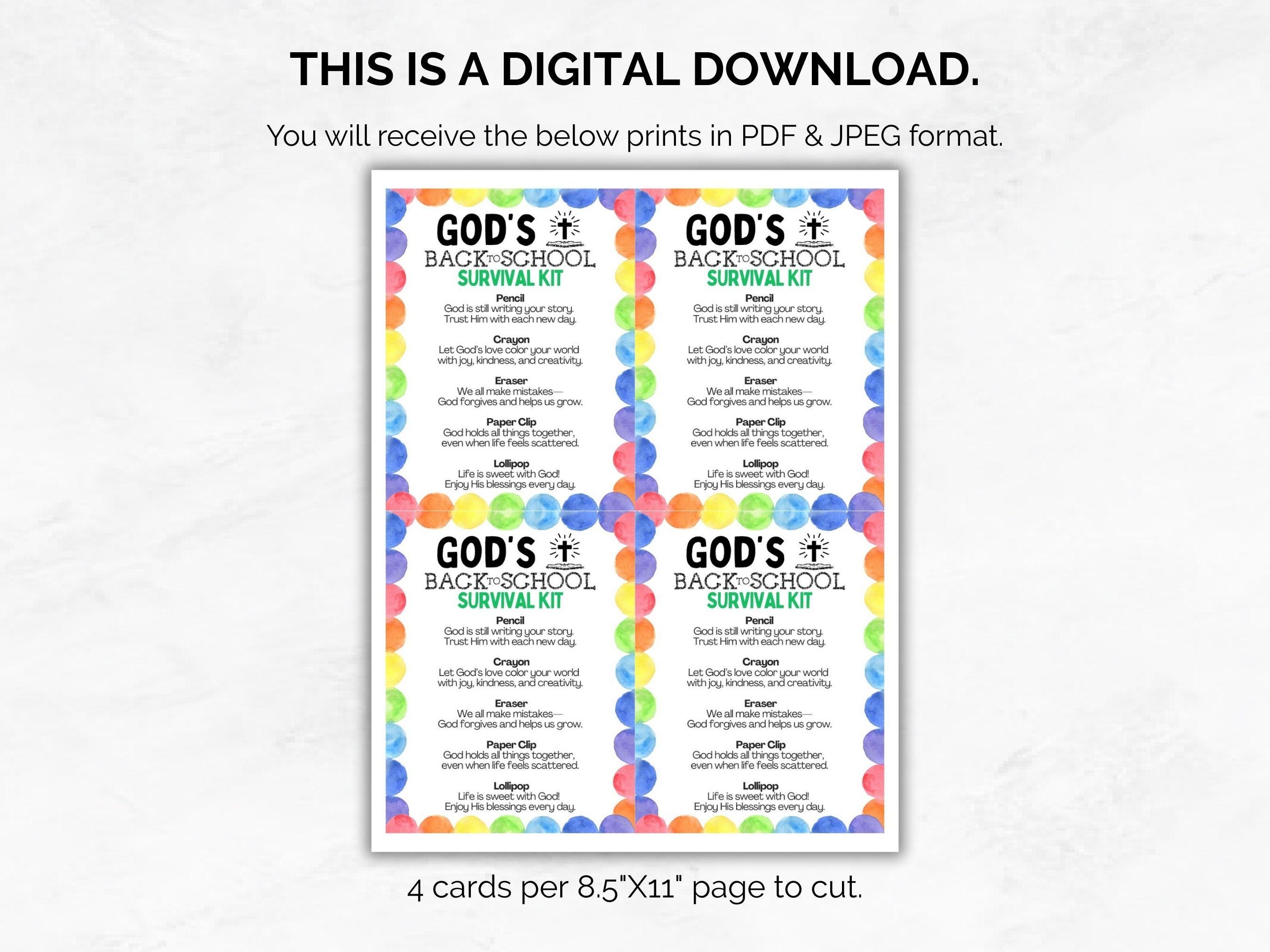 God's Back to School Survival Kit, Religious First Day of School, First ...