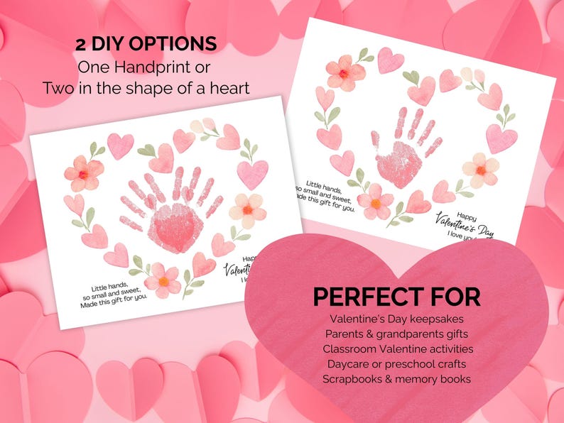 Valentine's Day Handprint Art, Heart Handprint Craft for Kids ...