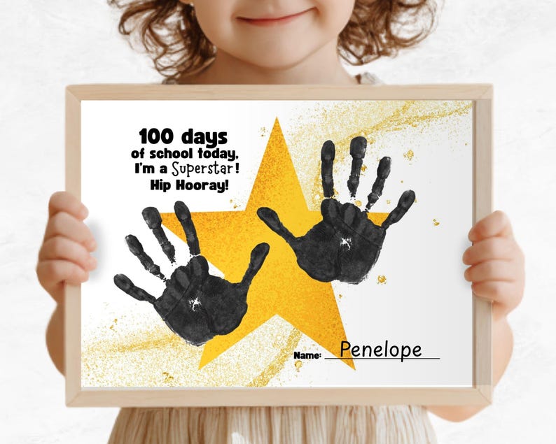100 Days of School Handprint Art Printable | Prek Preschool ...