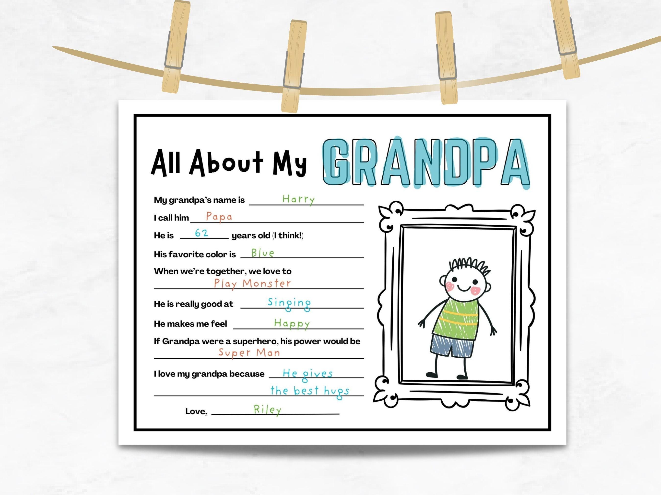 All About My Grandpa Printable Worksheet, Grandparents Day ...