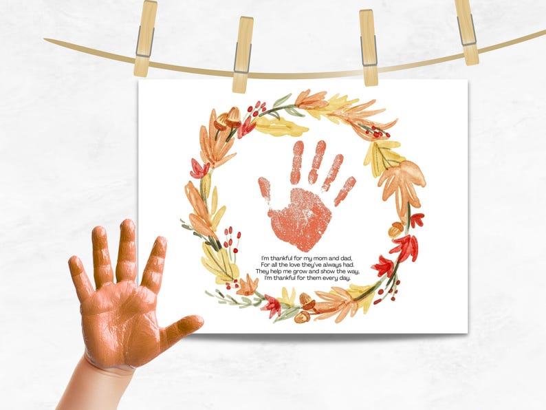 Thanksgiving Handprint Craft, DIY Fall Activity, Autumn Wreath ...